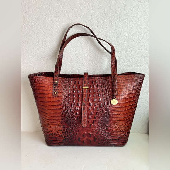 Brahmin | Bags | Brahmin Large Crocodile Leather Brown Tote Bag | Poshmark